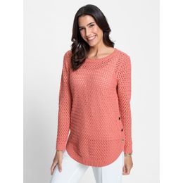 Inspirationen Damen Strickpullover "Pullover", rosa, Gr. 40, unifarben, 50% Baumwolle, 50% Polyacryl, Pullover