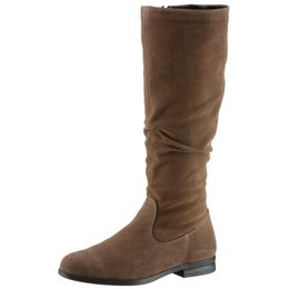 Tamaris Damen Stiefel, Gr. 38, braun, Veloursleder, unifarben, Schuhe, mit modischen Faltungen am Schaft