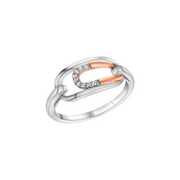 Vivance Damen Fingerring "925-Sterling Silber rhodiniert teilweise rose vergoldet Zirkonia", 054 (17,2), Silber 925 (Sterlingsilber), transparent,