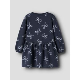 name it M&auml;dchen Minikleid "NMFOLUKRIA LS SWEAT DRESS BRU", blau, Gr. 122, bedruckt, Obermaterial: 95% Baumwolle, 5% Elasthan, Kleider