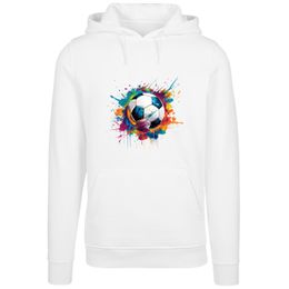 F4NT4STIC Damen Kapuzenpullover "Bunte Fu&szlig;ball Grafik", wei&szlig;, Gr. M, Obermaterial: 65% Baumwolle, 35% Polyester, Pullover, Premium Qualit&auml;t