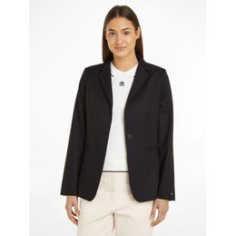 Tommy Hilfiger Damen Longblazer "SMD CORE REGULAR SB BLAZER", schwarz, Gr. 32, unifarben, Web, Obermaterial: 66% Polyester, 32% Viskose, 2% Elasthan,