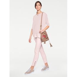 Oversize-Shirt Heine "Oversized Shirt", Damen, Gr. 34, rosa (rosé), 95% Viskose, 5% Elasthan, Chiffon:100% Polyester, unifarben, Rundhals, Shirts