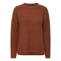 oxmo Damen Strickfleece-Pullover "Strickpullover OXMilla", braun, Gr. XS, Obermaterial: 60% Polyacryl PAN. 40% Baumwolle CO., Pullover