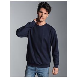 TRIGEMA Herren Sweatshirt "TRIGEMA Sweatshirt in Waffeloptik", blau, Gr. S, 100% Baumwolle, Sweatshirts