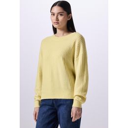Damen Strickpullover, gelb, Gr. 42, STREET ONE STUDIO, unifarben, Feinstrick, 37% Baumwolle, 34% Polyacryl, 26% Polyester, 3% Elasthan, Pullover, aus