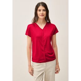 Cecil Damen T-Shirt, rot, Gr. L, unifarben, Stoff, 55% Polyester, 45% Viskose, Shirts, 2in1 Optik
