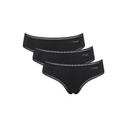 Sloggi Damen Slip "Slip GO Crush Hipster C3P 3er Pack", Gr. XS, schwarz, Obermaterial: 95% Baumwolle CO. 5% Elasthan EL., Unterhosen
