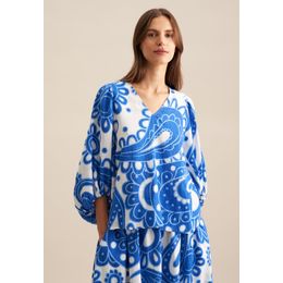 Seidensticker Damen Shirtbluse "Schwarze Rose", blau, Gr. 34, Paisley, 65% Baumwolle, 35% Leinen, Blusen, 3/4 V-Neck Paisley