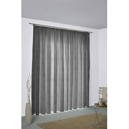 Vorhang WIRTH, B:132cm H:175cm, grau, Jacquard, Polyacryl, Polyester, Wohnzimmer, Gardinen, "Niederau"