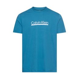 Calvin Klein Herren T-Shirt "SS 30s E SPRTSWR 2 G", blau, Gr. L, unifarben, Single Jersey, Obermaterial: 100% Baumwolle, Shirts, mit Logo-Schriftzug
