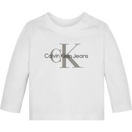 M&auml;dchen Langarmshirt "MONOGRAM LS T-SHIRT", Calvin Klein Jeans, Gr. 86, wei&szlig;, Jersey, Obermaterial: 93% Baumwolle, 7% Elasthan, unifarben, Shirts,