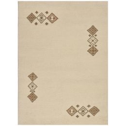 Wollteppich Theko, B:70cm H:28mm L:140cm, beige, Wolle, Wohnzimmer, Teppiche, "Taza Royal 609", echter Berber Teppich aus Marokko, reine Wolle,