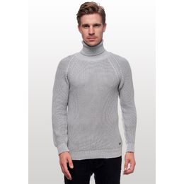 Rusty Neal Herren Rollkragenpullover, grau, Gr. XL, unifarben, 50% Baumwolle, 50% Polyacryl, Pullover, mit kuscheligem Rollkragen