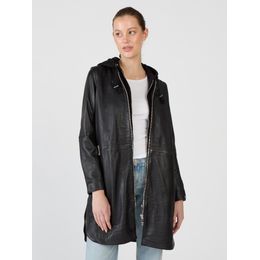 Maze Damen Langjacke "4202199", schwarz, Gr. L, Obermaterial: 100% Lammleder. Innenfutter: 100% Baumwolle. &Auml;rmelfutter: 100% Polyester. Kapuze: 55%