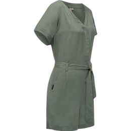 Ragwear Damen Jumpsuit "Salwin Solid", gr&uuml;n, Gr. XXL, Material: 100% Viskose, Overalls, Kurzer Overall mit Taillen-Bindeband