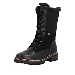Remonte Damen Schn&uuml;rstiefel "FIBER GRIP", Gr. 36, schwarz, Leder, Lederimitat, unifarben, Basic, Schuhe, Schn&uuml;rboots, Winterboots, Profilsohle,