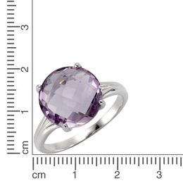 ZEEme Damen Fingerring "Silber 925 rhodiniert mit echtem Amethyst 12mm", 052 (16,6), 4,7, Silber 925 (Sterlingsilber), wei&szlig;, Silber 925