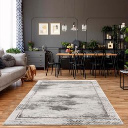Teppich Carpet City, B:120cm H:11mm L:170cm, grau, Kunstfaser, Wohnzimmer, Teppiche, "Noa 9332", Läufer, Kurzflor, Modern, Weicher Flor,