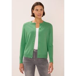 Cecil Damen Cardigan, gr&uuml;n, Gr. M, unifarben, Web, 60% Baumwolle, 40% Viskose, Strickjacken, mit Rundhalsausschnitt