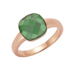 JAMELLI Damen Fingerring "Silber 925 ros&eacute;-vergoldet mit gr&uuml;nem Quarz-Stein (beh.)", 054 (17,2), 2,67, Silber 925 (Sterlingsilber), rot, Silber 925