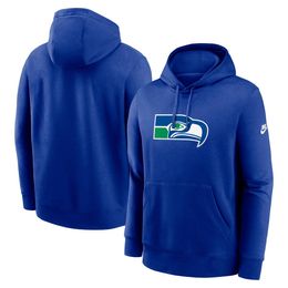 Kapuzenpullover Nike "Nike Hoodie Seattle Seahawks Nike Club Fleece", Damen, Gr. L, blau, 80% Baumwolle, 20% Polyester, Pullover Kapuzenpullover