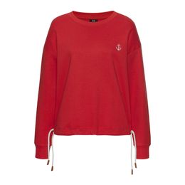 H.I.S. H.I.S Damen Sweater, Gr. 36, rot, Sweatware, Obermaterial: 60% Baumwolle, 40% Polyester, unifarben, Sweatshirts, mit Tunnelzug am B&uuml;ndchen, Loungewear