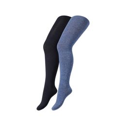 Camano M&auml;dchen Strumpfhose "2er Pack", Gr. 122, blau, 75% Baumwolle, 22% Polyamid, 3% Elasthan, Strumpfhosen