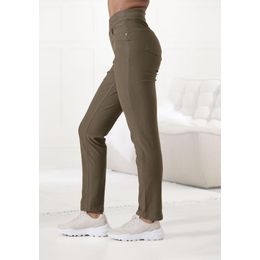 H.I.S. H.I.S Damen Schlupfhose, Gr. 36, gr&uuml;n, Obermaterial: 70% Baumwolle, 25% Polyester, 5% Elasthan, unifarben, Basic, Hosen, in Jeans Optik, Loungewear