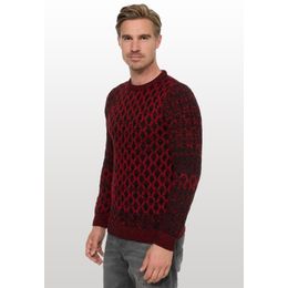 Rusty Neal Herren Strickpullover, rot, Gr. M, meliert, 70% Polyacryl, 30% Baumwolle, Pullover, mit sch&ouml;nem Muster