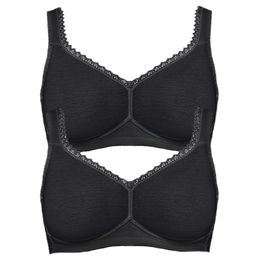 SuSa Damen B&uuml;gelloser BH "2er Pack Baumwoll BH ohne B&uuml;gel Organic Cotton", Gr. 85, schwarz, Stoff, Obermaterial: 83% Baumwolle CO. 10% Polyamid PA.