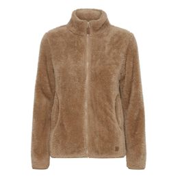 oxmo Damen Kapuzenfleecejacke "Sweatjacke OXTelsa", beige, Gr. XS, Obermaterial: 100% Polyester PES., Jacken