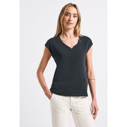 Street One Damen T-Shirt, grün, Gr. 42, unifarben, Stoff, 50% Polyester, 47% Baumwolle, 3% Elasthan, Shirts, aus softem Materialmix