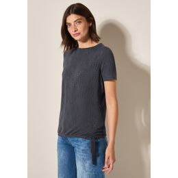 Cecil Damen T-Shirt, grau, Gr. M, unifarben, Stoff, 62% Polyester, 33% Viskose, 5% Elasthan, Shirts, mit U-Boot-Ausschnitt