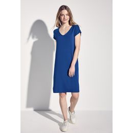 Street One Damen Jerseykleid, blau, Gr. 36, unifarben, Jersey, 95% Viskose, 5% Elasthan, Kleider, knielang