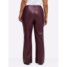 sheego Damen Bootcuthoseburgund, Gr. 54, unifarben, 100% Polyester, Hosen