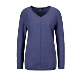GOLDNER Damen Strickpullover "Kurzgr&ouml;&szlig;e Kaschmirpullover mit V-Ausschnitt", blau, Gr. 19, Obermaterial: 100% Kaschmir WS., Pullover
