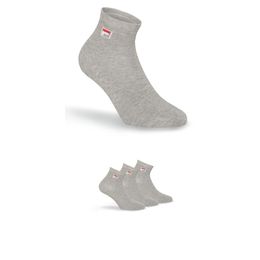 Fila Damen Kurzsocken "UNISEX QUARTER PLAIN SOCKS", Gr. 43, grau, Baumwollmischung, meliert, unifarben, Socken, mit eingestrickem Logo