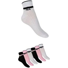 Fila Damen Kurzsocken "WOMAN QUARTER SOCKS", Gr. 39, wei&szlig;, Baumwollmischung, unifarben, Socken, mit gerippter Kn&ouml;chelpartie