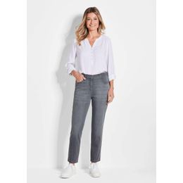 GOLDNER Damen 7/8-Hose "Slim Fit Jeans BELLA mit Dehnbund", grau, Gr. 38, Obermaterial: 56% Baumwolle CO. 27% Polyester PES. 14% Viskose CV. 3%