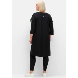 sheego Damen Shirtkleid "Shirtkleid", schwarz, Gr. 40, gemustert, mehrfarbig, Jersey, 50% Baumwolle, 50% Modal, Kleider