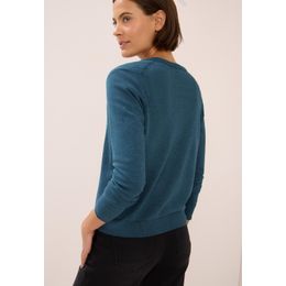 Cecil Damen Strickjackedull teal blau melange, Gr. XXL, unifarben, Strick, Obermaterial: 60% Baumwolle, 40% Viskose, Strickjacken, mit Knopfleiste