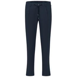 Bugatti Herren Bundfaltenhose, blau, Gr. 33, unifarben, 56% Baumwolle, 42% Leinen, 2% Elasthan, Hosen, mit Baumwoll-Leinen-Mix