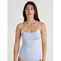 Calida Damen Unterhemd "Natural Comfort", Gr. XXS, blau, Single Jersey, Obermaterial: 92% Baumwolle, 8% Elasthan, Unterhemden, Baumwoll-Mix, Single