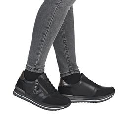 Remonte Damen Plateausneaker, Gr. 40, schwarz, Leder, Textil, Schuhe, Schn&uuml;rschuh, Halbschuh, Freizeitschuh mit gepolstertem Schaftrand