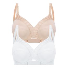 Felina Damen Bügelloser BH "2er Pack BH ohne Bügel Weftloc", Gr. 90, weiß, Obermaterial: 75% Polyamid PA. 25% Elasthan EL., BHs