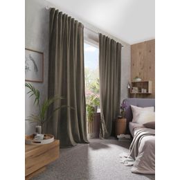 Vorhang HOME BASICS, B:135cm H:160cm, grau, Polyester, Wohnzimmer, Gardinen, "WOLLY", Chenille