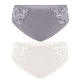 SuSa Damen Slip "2er Pack Damen Slip Latina", Gr. 38champagner frosty lavender, Obermaterial: 78% Polyamid PA. 16% Elasthan EL. 6% Baumwolle CO.,
