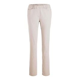 GOLDNER Damen Regular-fit-Jeans "Kurzgr&ouml;&szlig;e Edel geschm&uuml;ckte Jeansschlupfhose LOUISA", beige, Gr. 23, Obermaterial: 75% Baumwolle CO. 23% Polyester