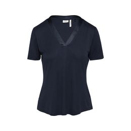 Damen T-Shirt, blau, Gr. 42, s.Oliver BLACK LABEL, unifarben, Web, Obermaterial: 100% Viskose, Shirts, mit satiniertem V-Ausschnitt